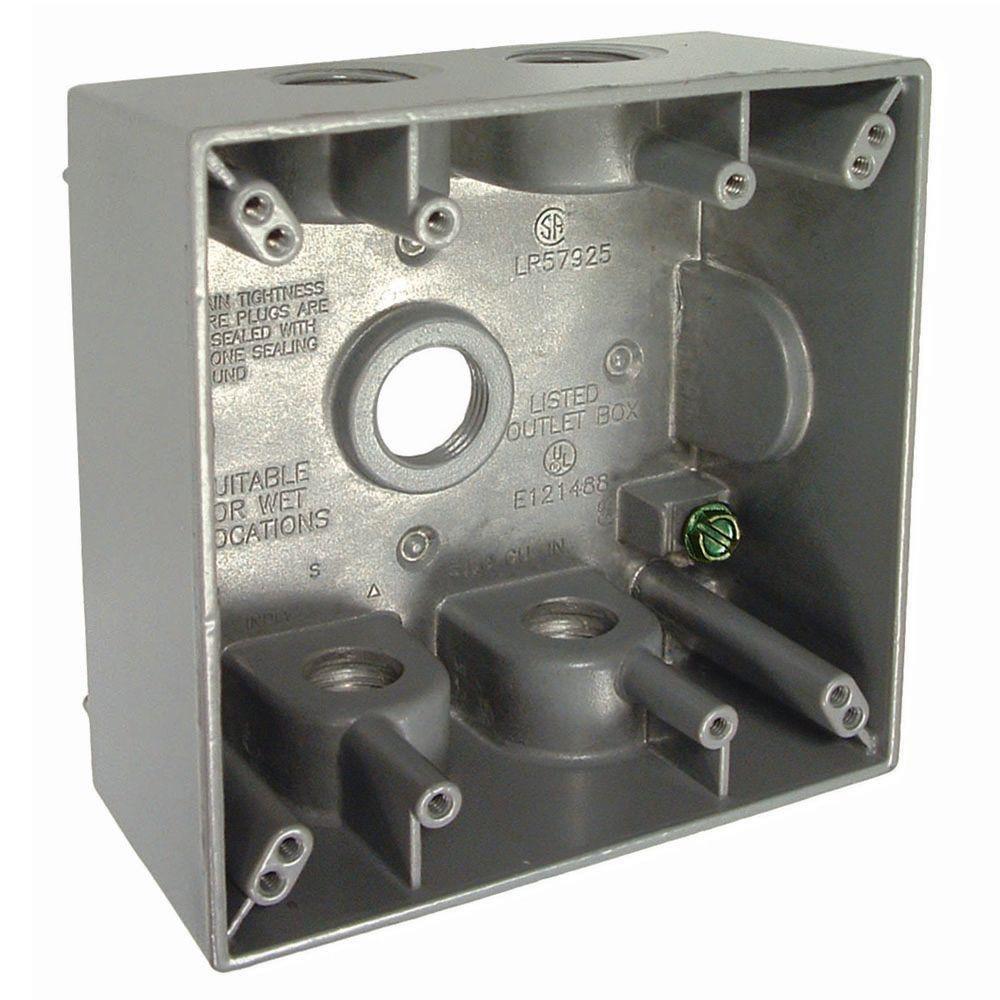 2 Gang Weatherproof Box With Five 1 2 In Outlets 5337 0 The Home Depot 2 Gang Weatherproof Box With Five 1 2 In Outlets 5337 0 The Home Depot