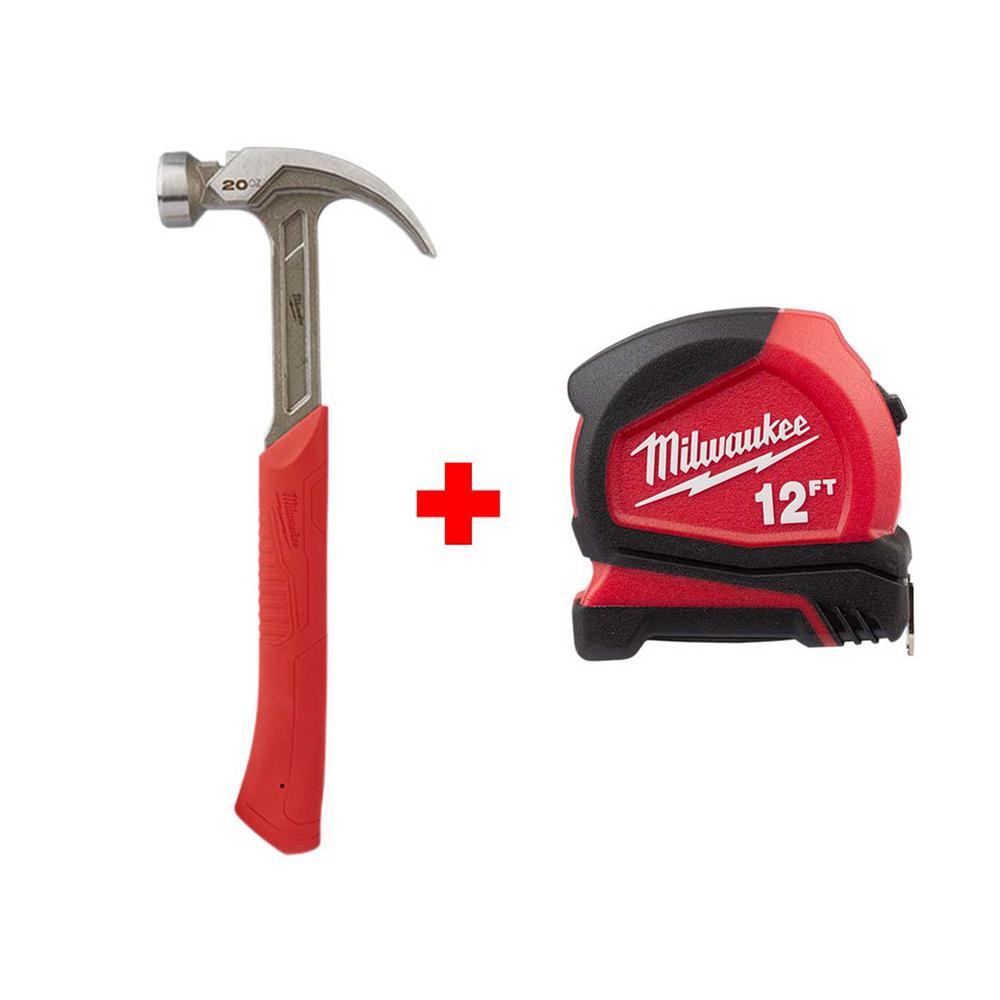 Milwaukee 20 oz. Curved Claw Smooth Face Hammer with Hammer Loop-48-22 ...