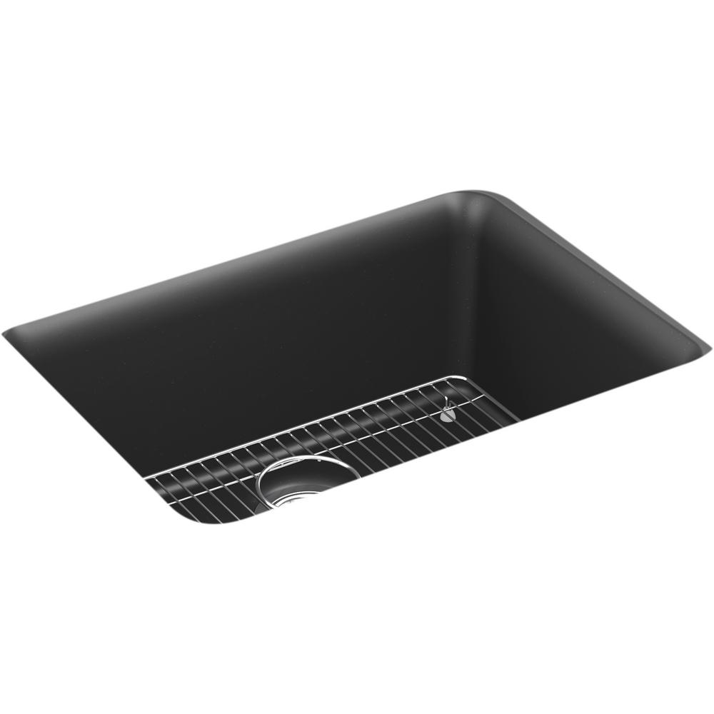 KOHLER Cairn Undermount Matte Stone 24.5 in. Single Bowl Kitchen Sink ...