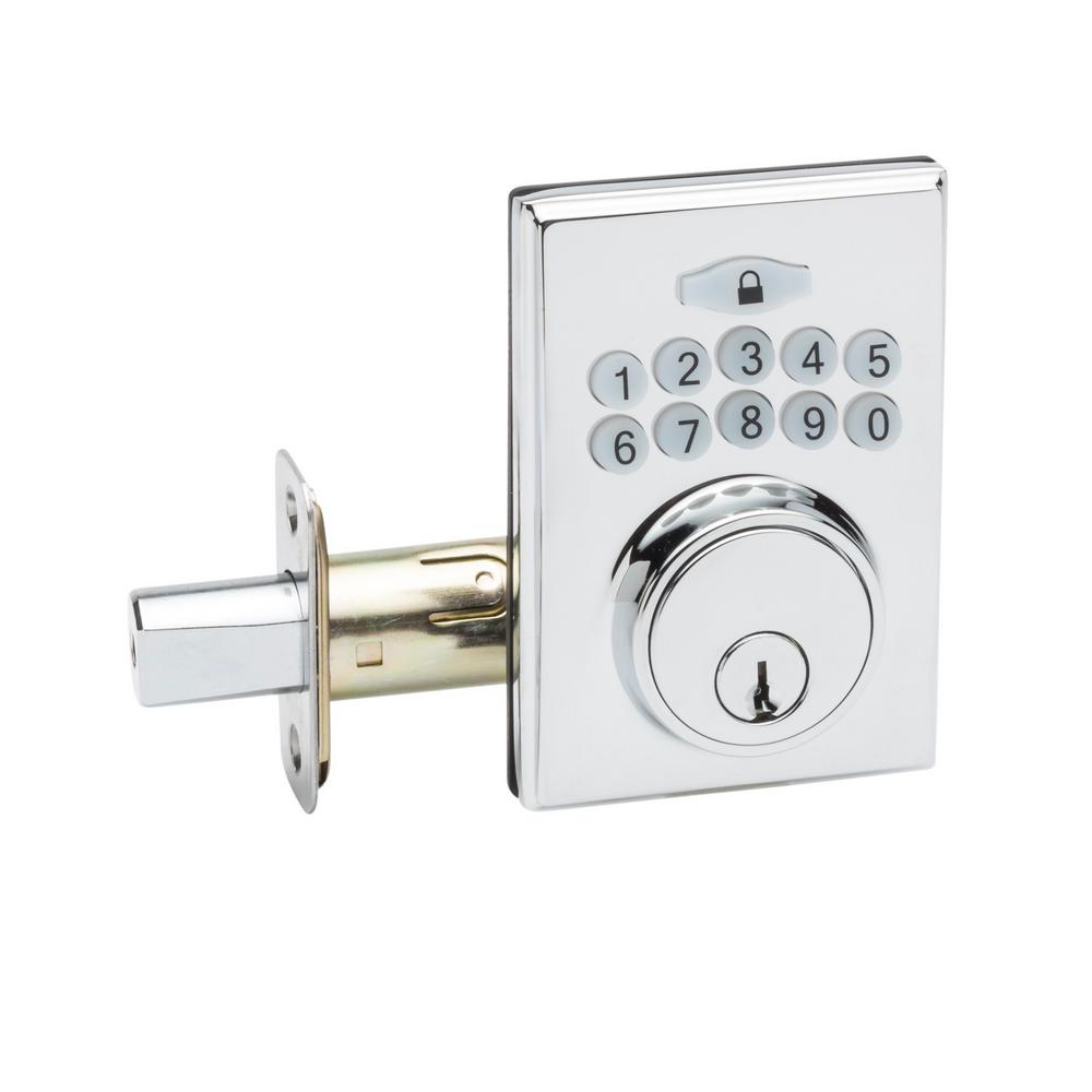 Copper Creek Square Electronic Keypad Polished Stainless Deadbolt ...