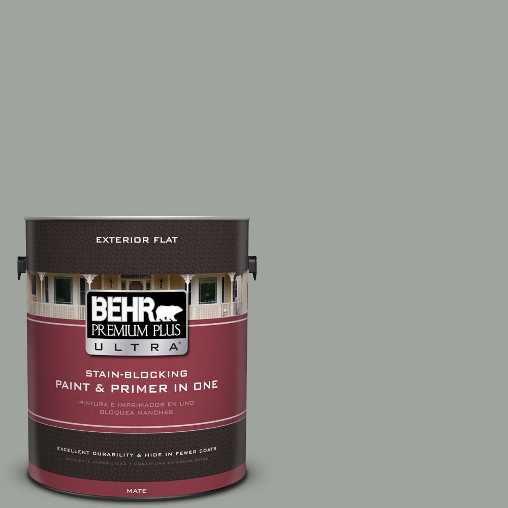 BEHR Premium Plus Ultra 1-gal. #710F-4 Sage Gray Flat Exterior Paint ...