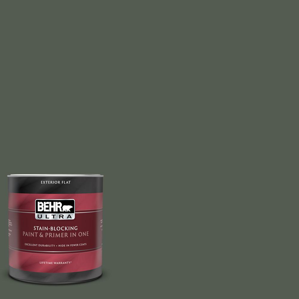 BEHR ULTRA 1 qt. #N380-7 Black Bamboo Flat Exterior Paint and Primer in ...