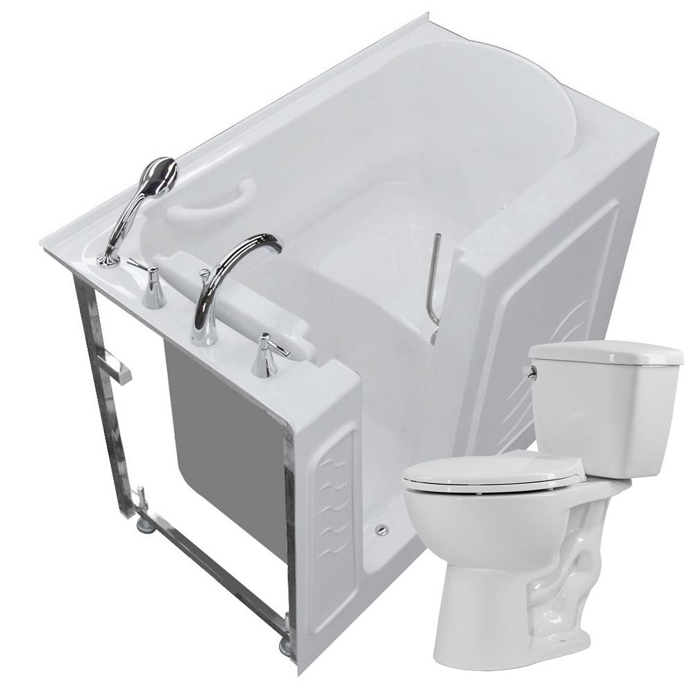 Universal Tubs 52.8 in. Walk-In Non-Whirlpool Bathtub in White with 1. ...