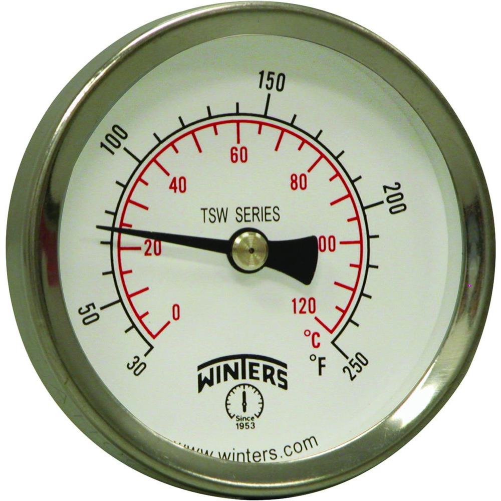 Winters Instruments 2.5 in. Dial Hot Water Thermometer with 1/2 in. NPT ...