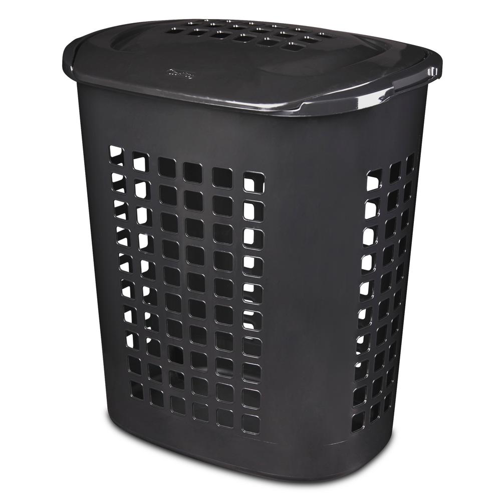 Sterilite 2 3 Bushel Black Laundry Hamper 12219004 The Home Depot