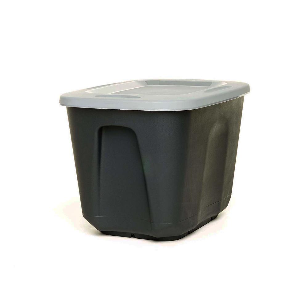 HOMZ EcoStorage 10 Gal. Storage Container in Black with Grey Lid (Set ...