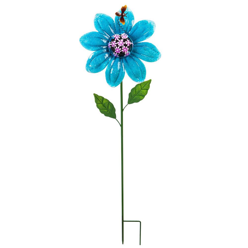Evergreen Blue Flower 38 in. Secret Solar Garden Stake-2SP6188A - The ...