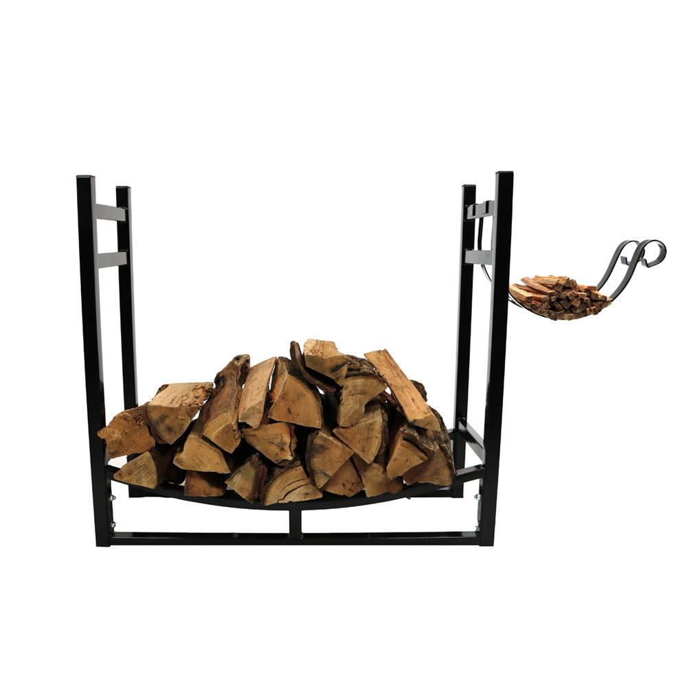 Sunnydaze Outdoor Steel Fire Pit or Fireplace Firewood Log Rack Holder ...
