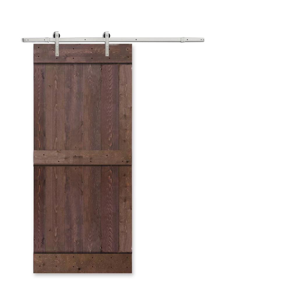 CALHOME 36 in. x 84 in. Mid-Bar Walnut Stain Knotty Pine Wood Interior ...