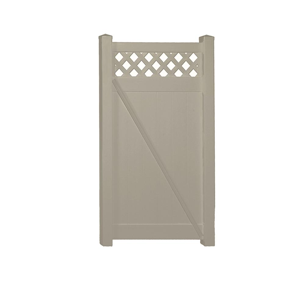 Veranda Linden 5 ft. W x 6 ft. H Sand Vinyl Un-Assembled Fence Gate ...