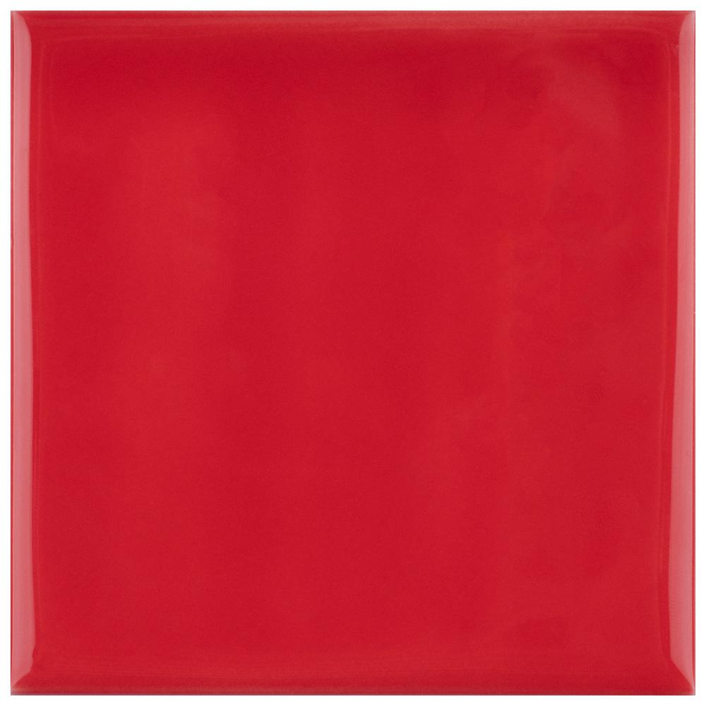 Merola Tile Twist Square Red Cherry 3-7/8 in. x 3-7/8 in. Ceramic Wall ...