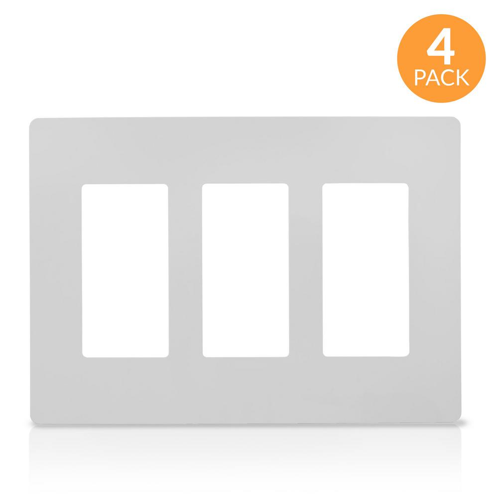 White - 3-Gang - Rocker Light Switch Plates - Light Switch Plates - The ...