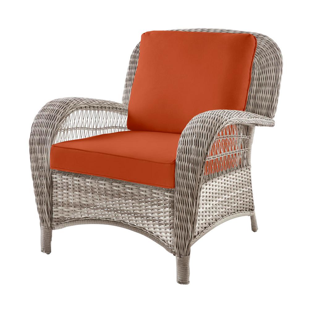 Hampton Bay Beacon Park Gray Wicker Outdoor Patio Armless Dining Chair ...