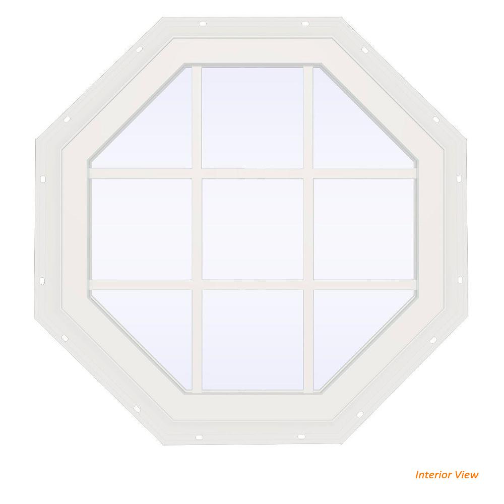 JELD-WEN 35.5 in. x 35.5 in. V-4500 Series White Vinyl Fixed Octagon ...