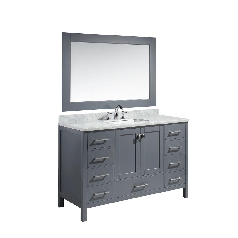 Design Element London 36 in. W x 22 in. D Vanity in Gray with Marble ...