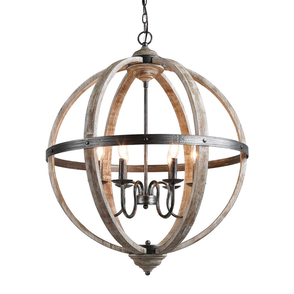LNC Navejo 6-Light Weathered Gray Orb Chandelier-A03538 - The Home Depot