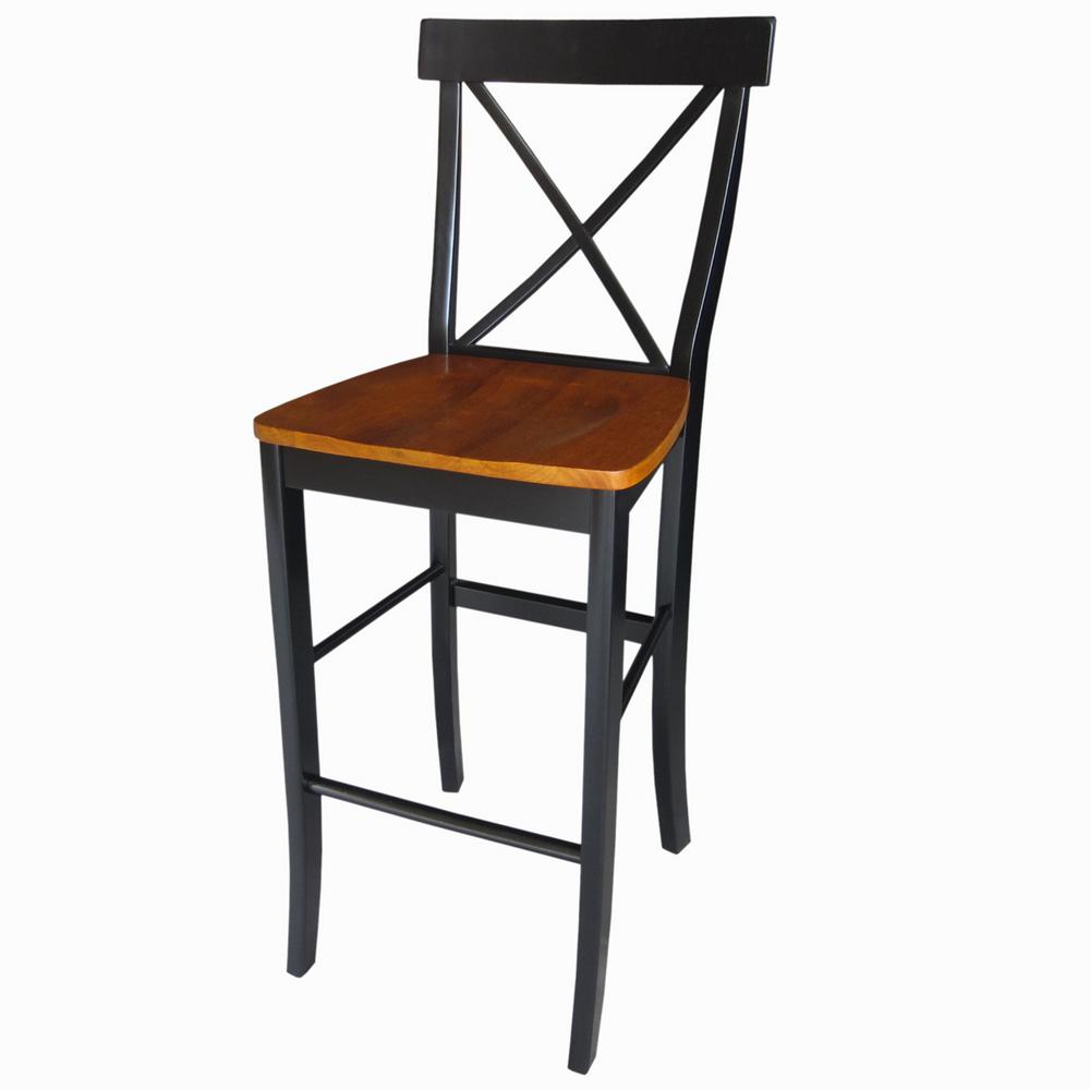 International Concepts X Back 30 In Black And Cherry Bar Stool S57