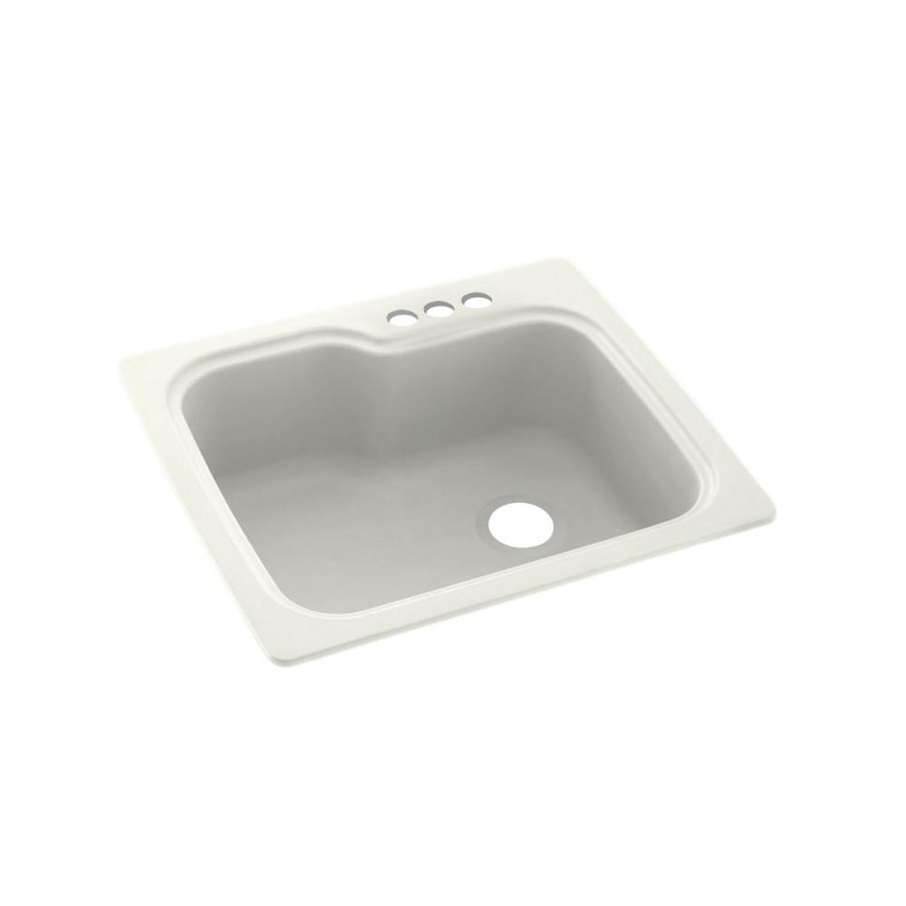 Swan Dual-Mount Bisque Solid Surface 25 in. x 22 in. 3-Hole Single Bowl ...