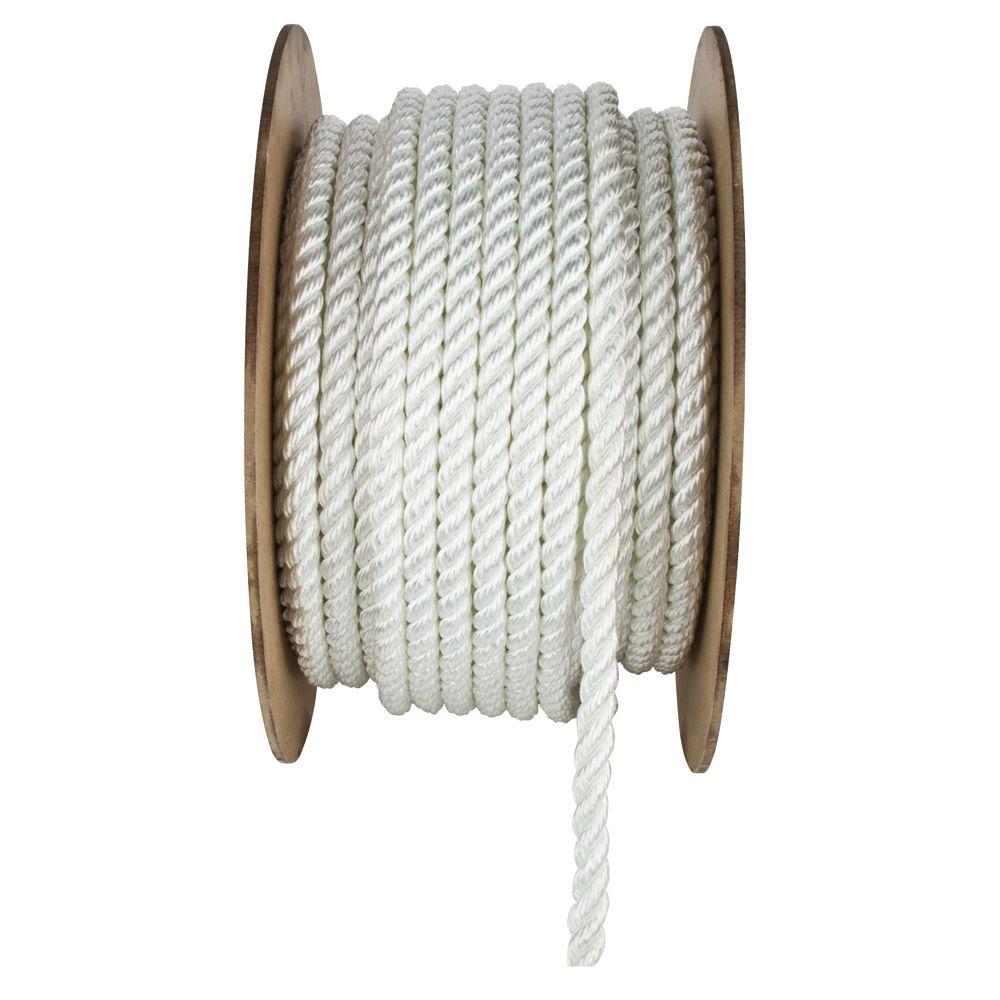 Everbilt 3/4 in. x 1 ft. White Twisted Nylon Rope-72636 - The Home Depot