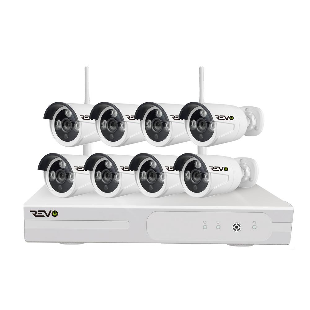 Revo Wireless HD 8-Channel 1TB NVR Smart Surveillance System with 8 ...