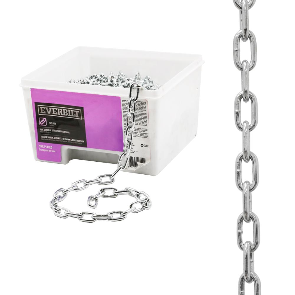 Everbilt 1/4 in. x 70 ft. Grade 30 Galvanized Steel Proof Coil Chain ...