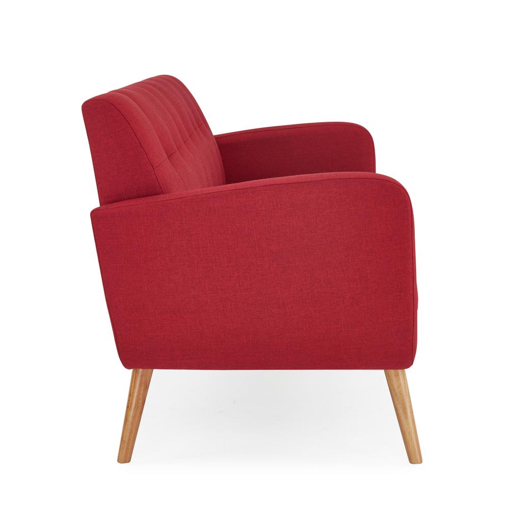 Handy Living Kingston Cherry Red Linen Mid Century Modern Sofa with ...