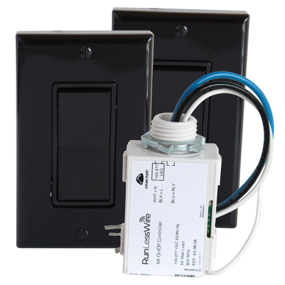 RunLessWire 3-Way Wireless Light Switch Kit with 1 Controller and 2 ...