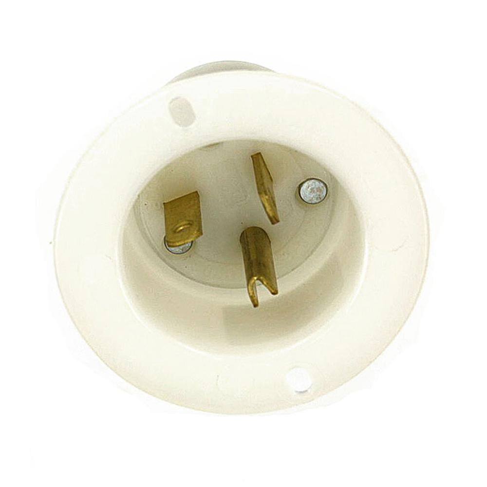 Leviton 20 Amp 250-Volt Flanged Inlet Grounding Straight Blade Outlet ...