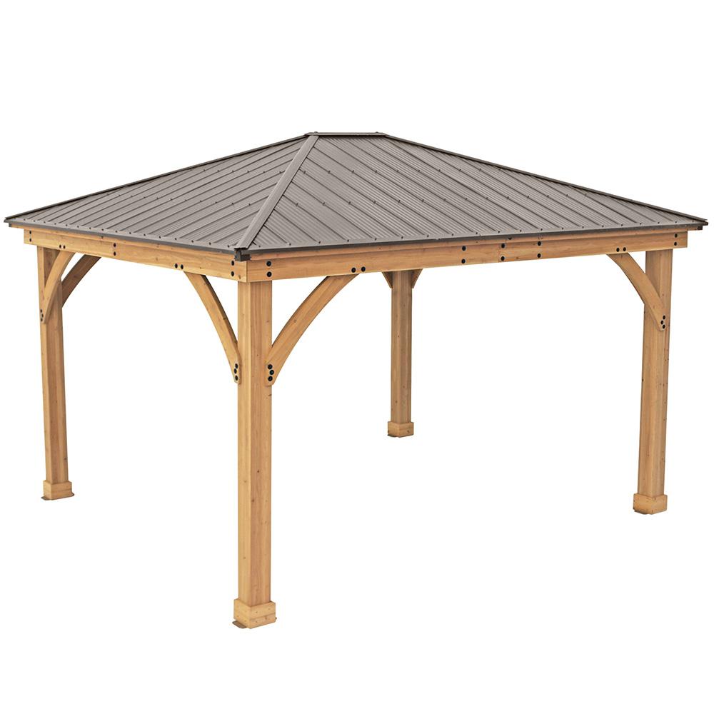 Yardistry 12 Ft X 14 Ft Meridian Gazebo YM11772 The Home Depot Yardistry 12 Ft X 14 Ft Meridian Gazebo YM11772 The Home Depot