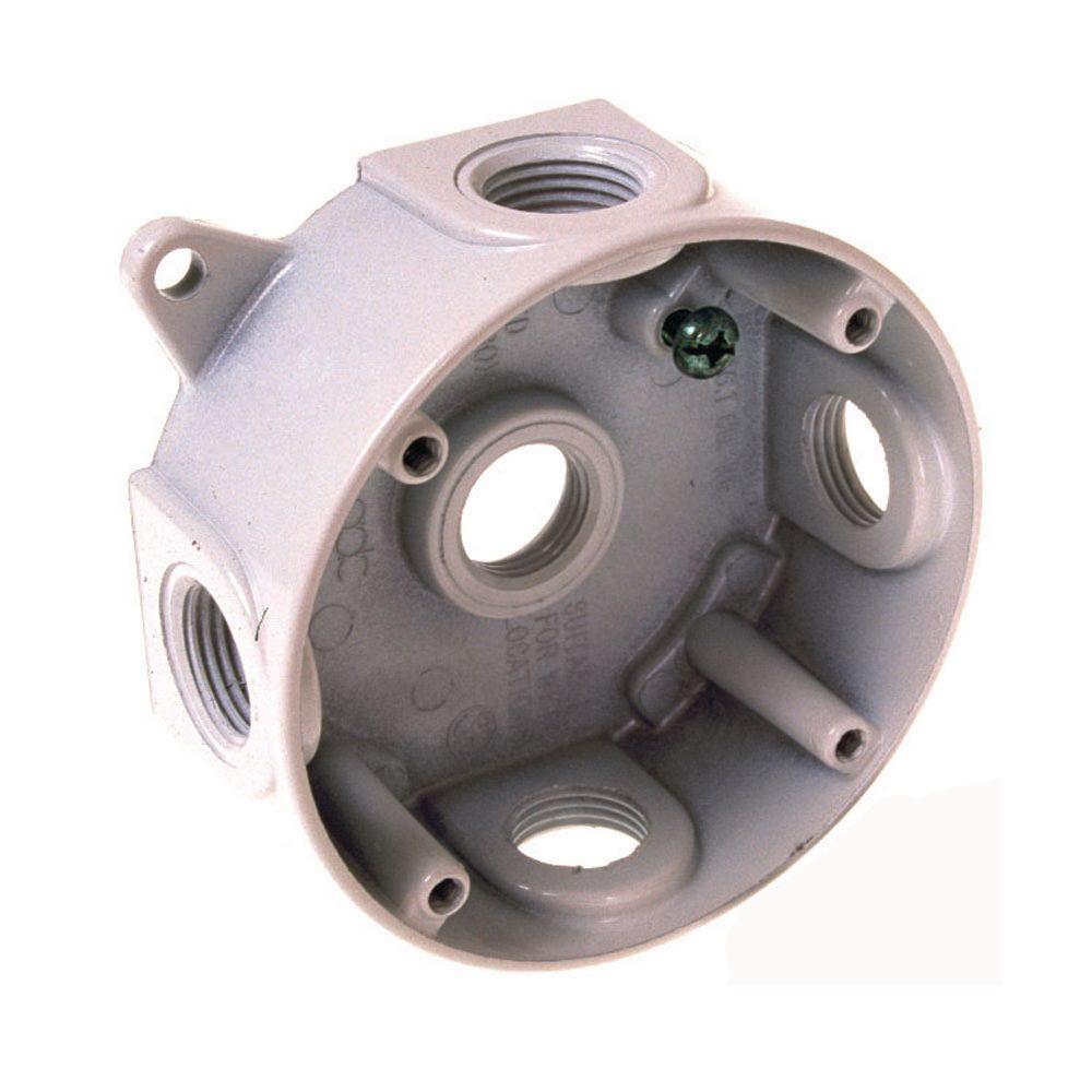 BELL 4 in. Round Weatherproof Box with Five 1/2 in. Outlets-5361-1 ...