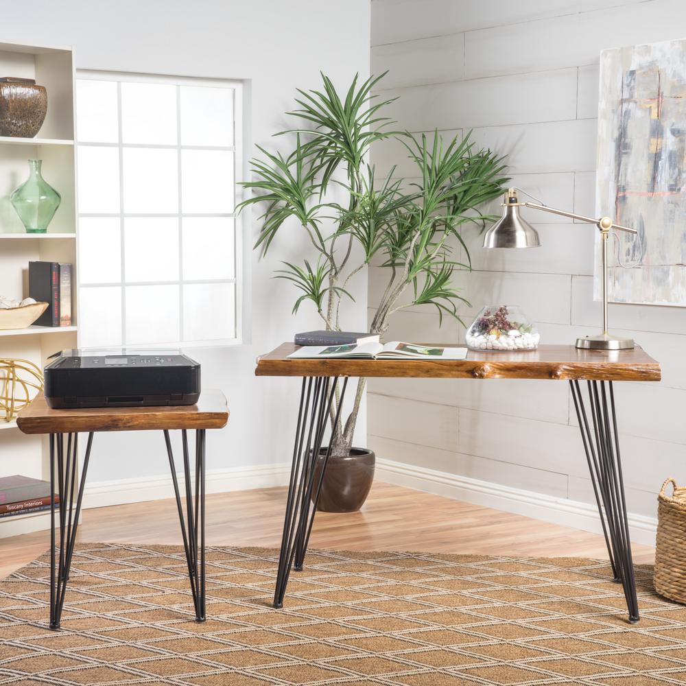 OneSpace 48 in. Rectangular Light Oak/White Writing Desk with Wheels 50 ...