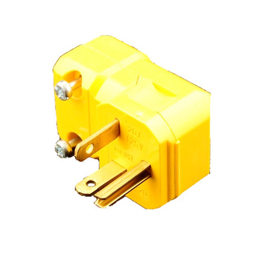 Leviton 15 Amp 125 Volt Python Straight Blade Grounding Angle Plug Yellow 5256 Va The Home Depot