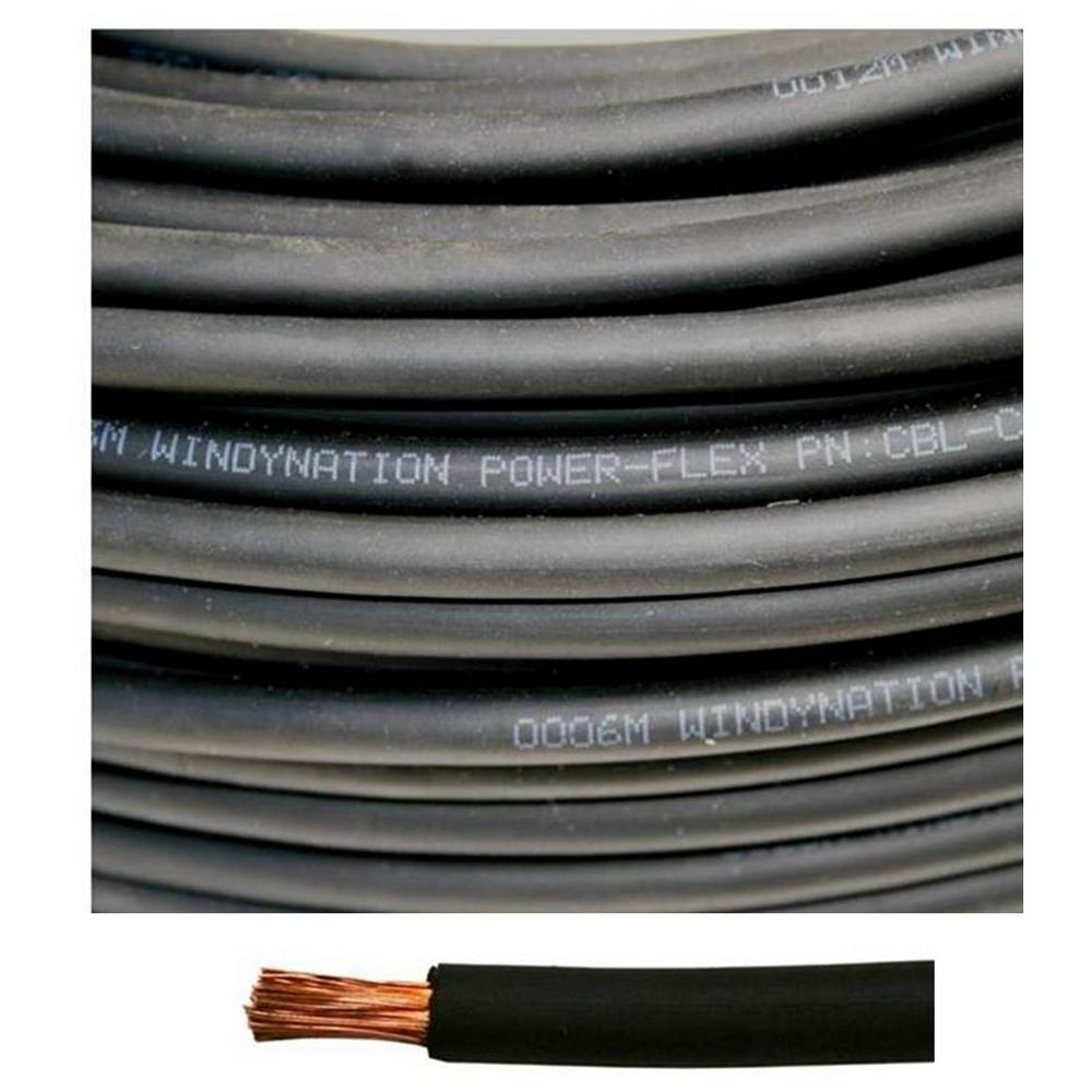 WindyNation 8-Gauge 8 AWG 50 ft. Black Welding Battery Pure Copper ...
