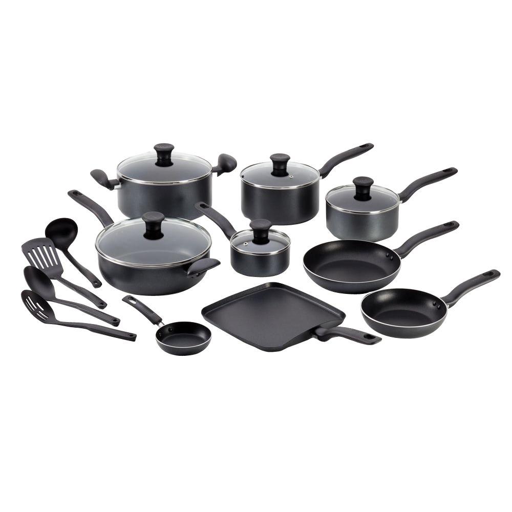 T-fal Initiatives 18-Piece Aluminum Ceramic Nonstick Cookware Set in ...