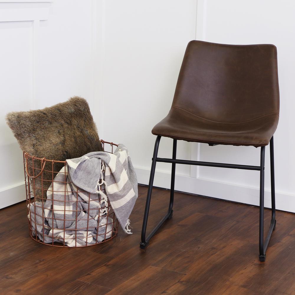 Walker Edison Furniture Company Wasatch Brown Faux Leather Dining Chair