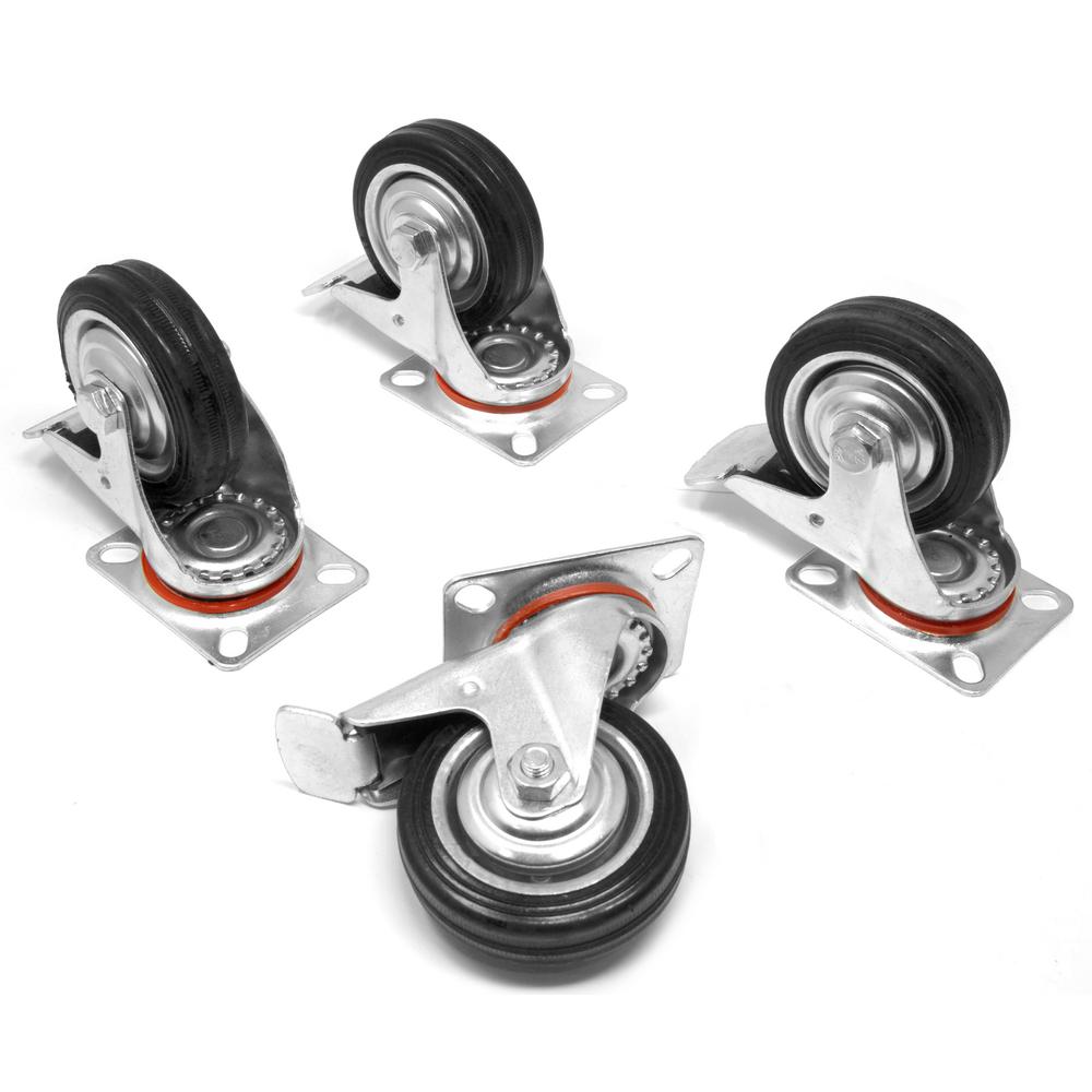 WEN 4 in. 155 lbs. Capacity Rubber Roller-Bearing Swivel Plate Caster ...