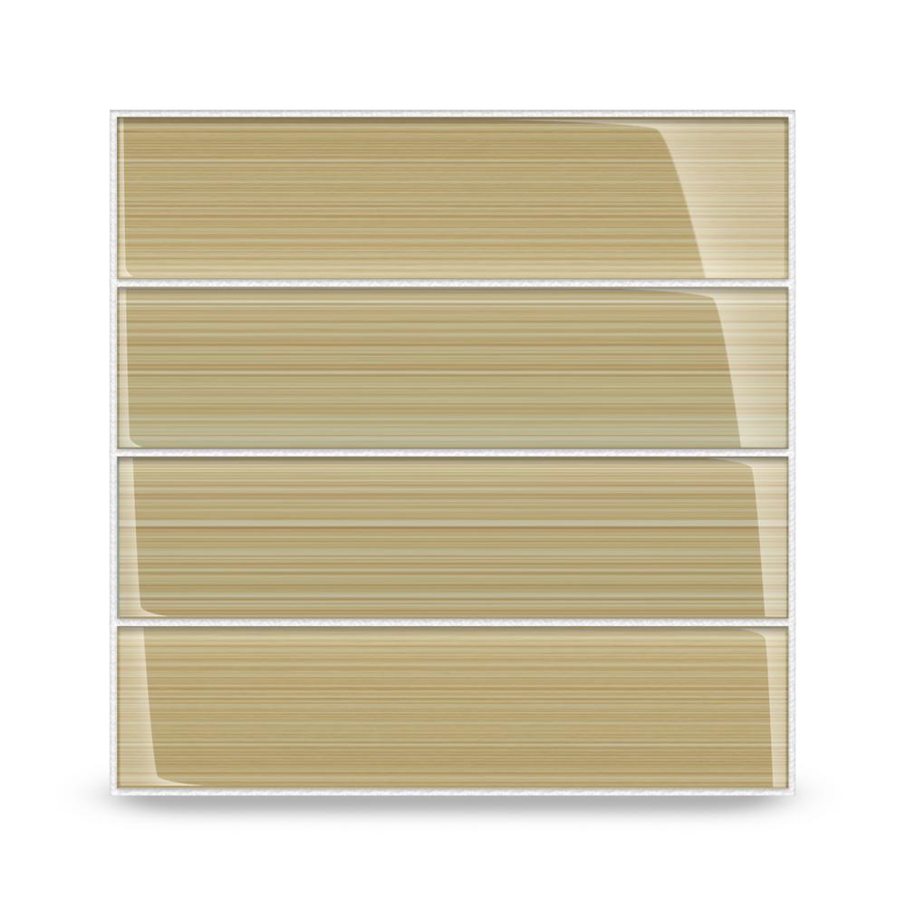 Bodesi Cupatea 3 in. x 12 in. Glass Tile for Kitchen Backsplash and ...
