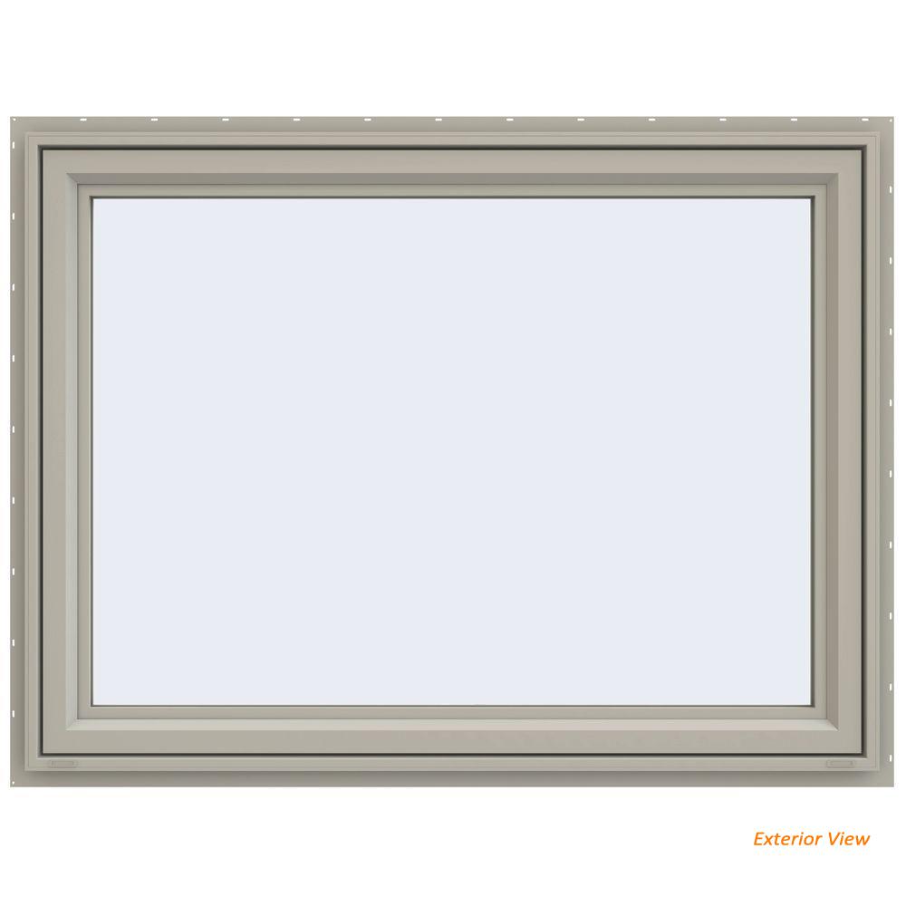 JELD-WEN 47.5 in. x 35.5 in. V-4500 Series Desert Sand Vinyl Awning ...