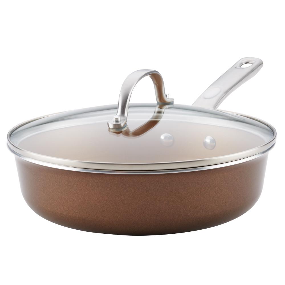 Ayesha Curry Home Collection 3 qt. Aluminum Nonstick Saute Pan in Brown ...