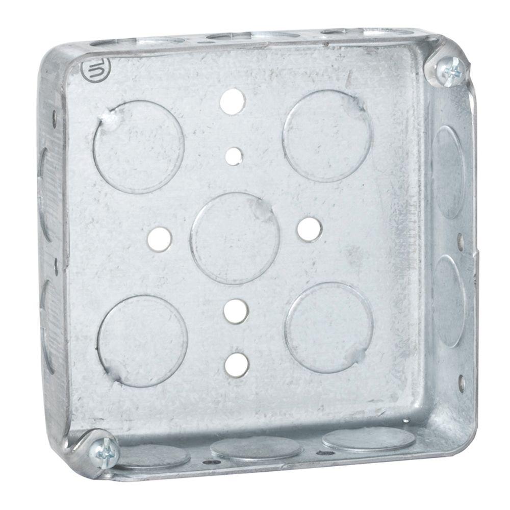 RACO 4 in. Square Box, Drawn, 1-1/2 in. Deep with 1/2 in. KO's (50-Pack ...