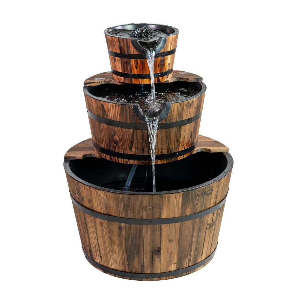 Patio Premier Wood 3-Tiered Cascading Washtub Fountain-442003 - The ...