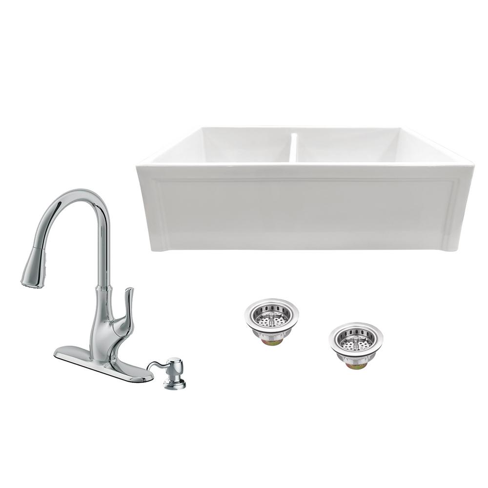 IPT Sink Company All-in-One Apron Front Picture Frame Fireclay 33 in ...