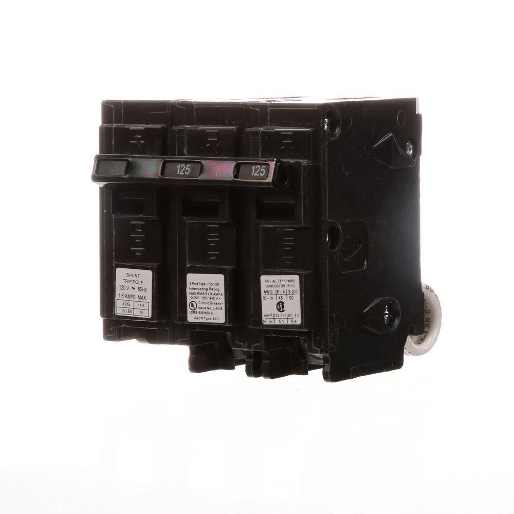 Siemens 125 Amp Double-Pole Type QP Circuit Breaker with 120-Volt Shunt ...