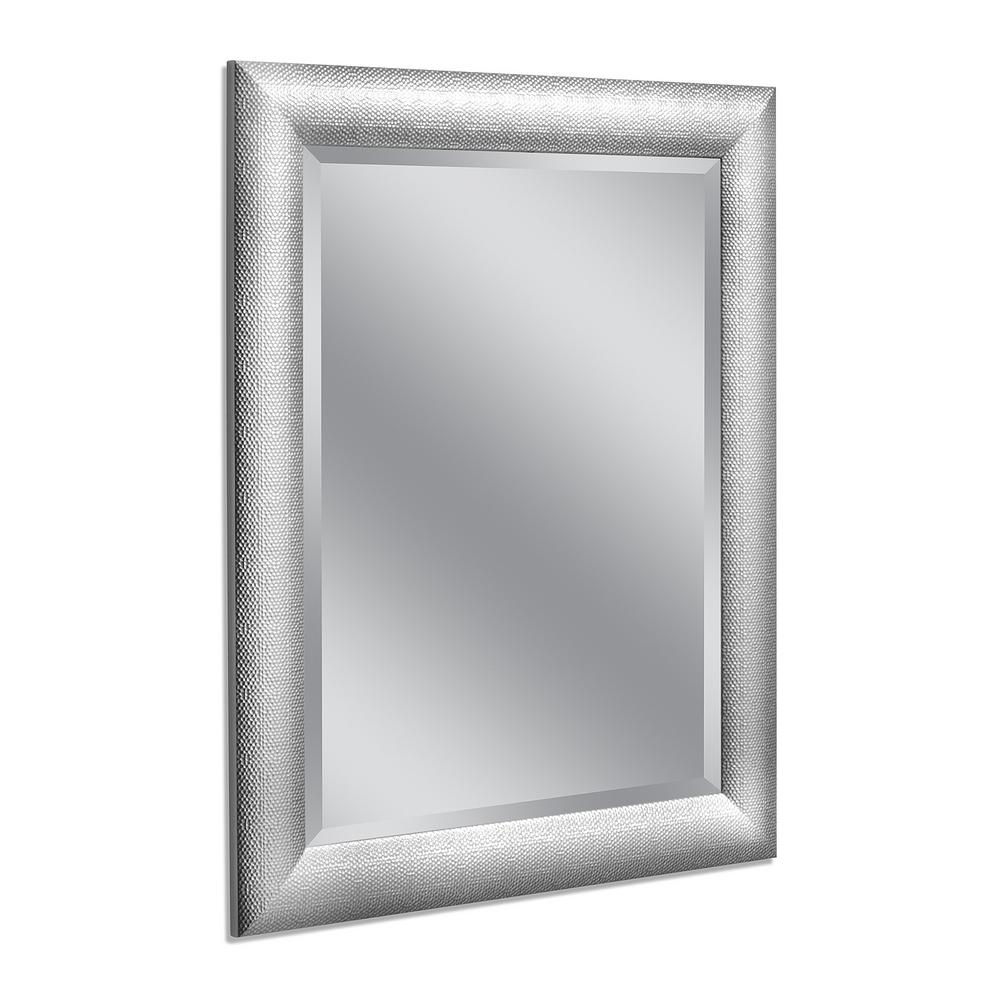 Deco Mirror Hammered 28 in. W x 34 in. H Framed Rectangular Bathroom ...