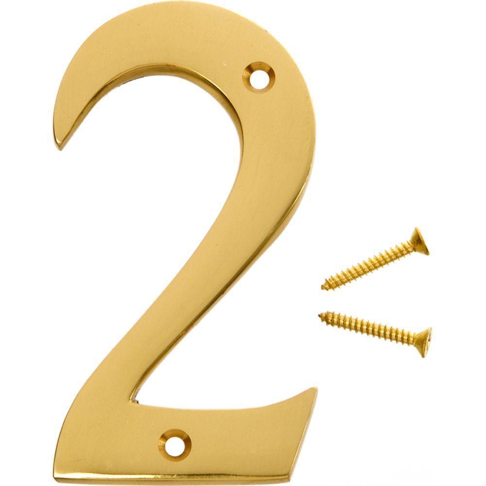 HY-KO 4 in. Premium Solid Brass Number 2-BR-90/2 - The Home Depot