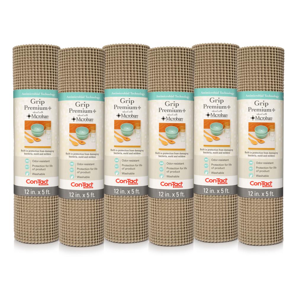 Con-Tact Grip Premium with Microban 12 in. x 5 ft. Taupe Non-Adhesive ...