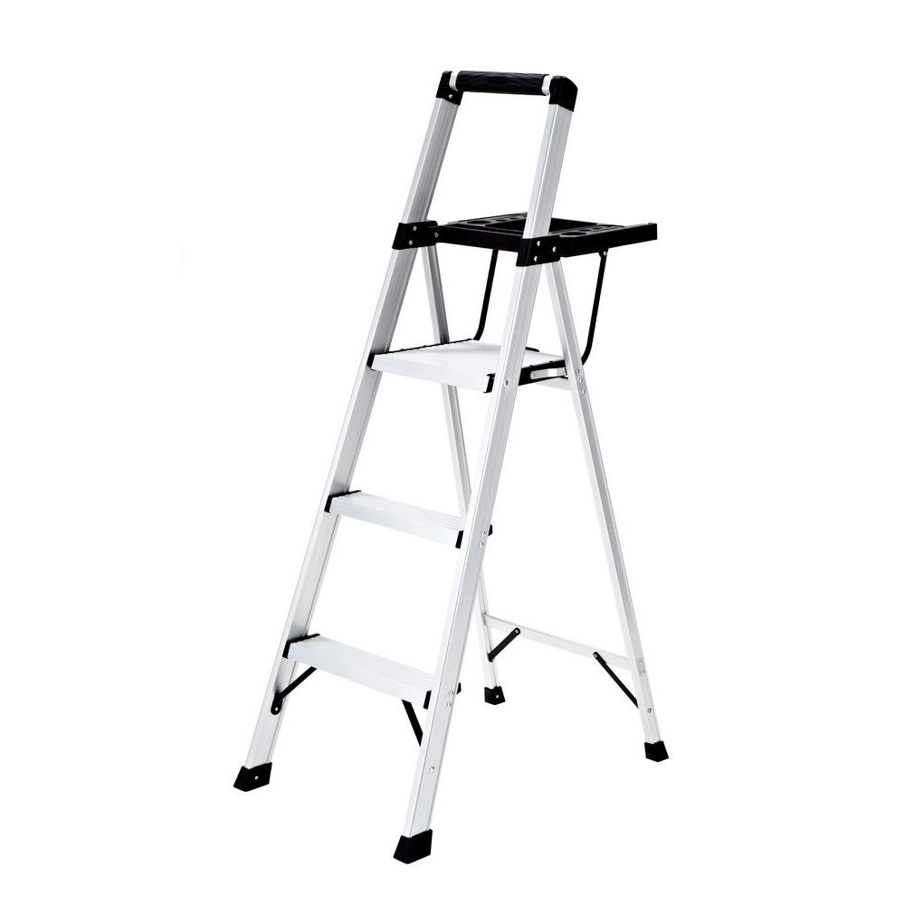 Gorilla Ladders 3-Step Steel Step Stool Pro-Grade Project Ladder with ...