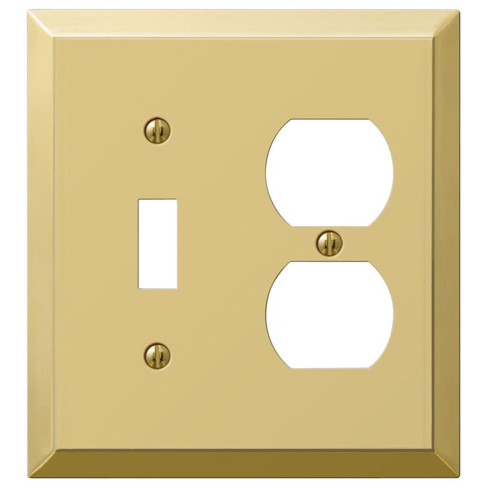 Hampton Bay Metallic 2 Gang 1-Toggle and 1-Duplex Steel Wall Plate ...