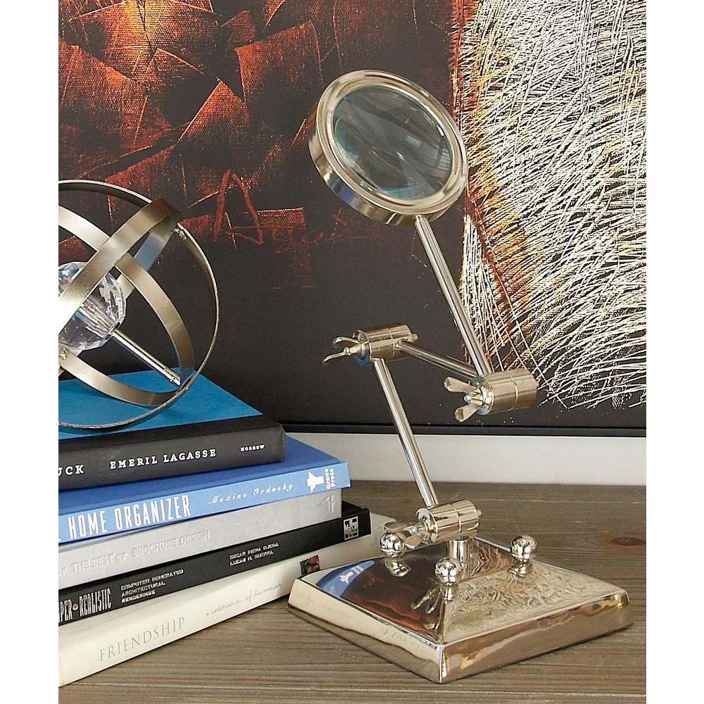 6 in. x 20 in. Nickel Silver Aluminum Magnifying Glass Decor with ...