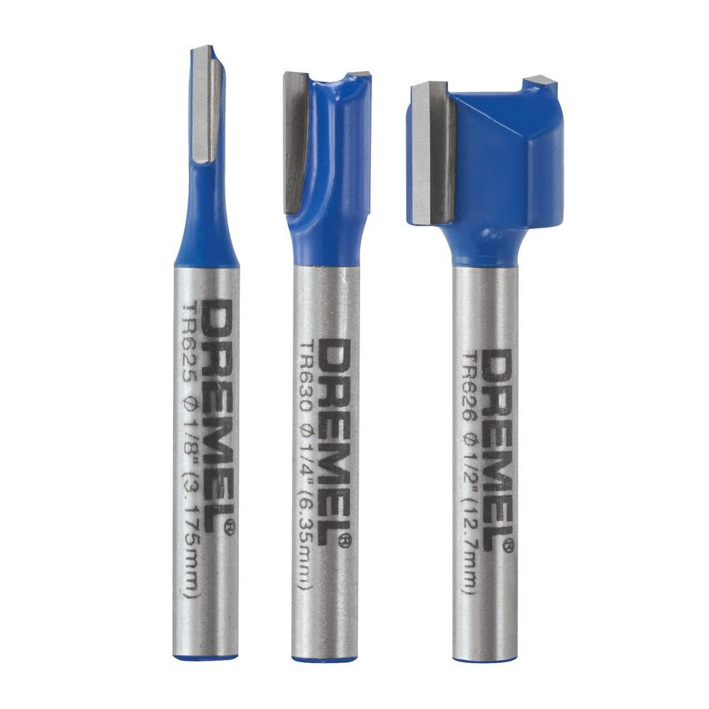 Dremel Trio Straight Steel Shank Router Bit Kit 3 Piece TR750 The Dremel Trio Straight Steel Shank Router Bit Kit 3 Piece TR750 The